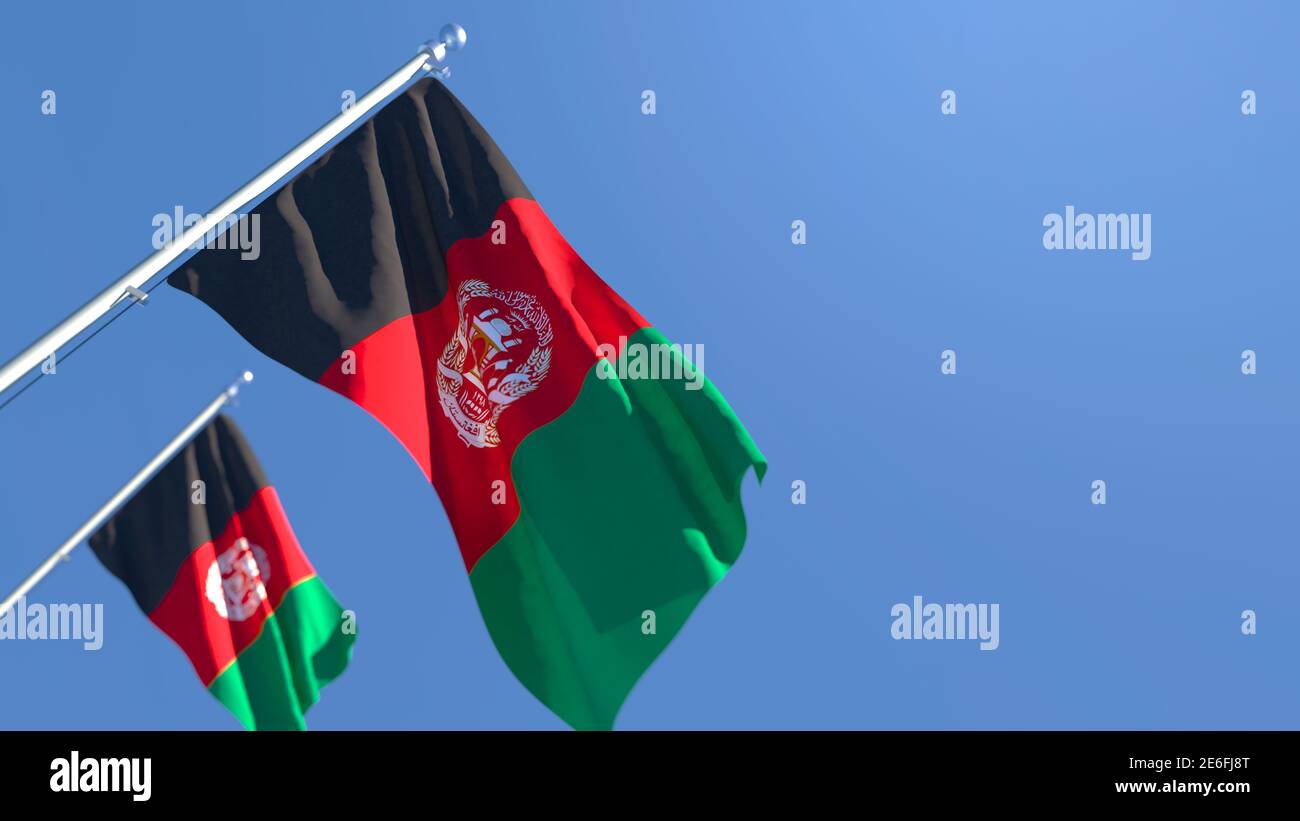 3D rendering of the national flag of Afghanistan waving in the wind ...