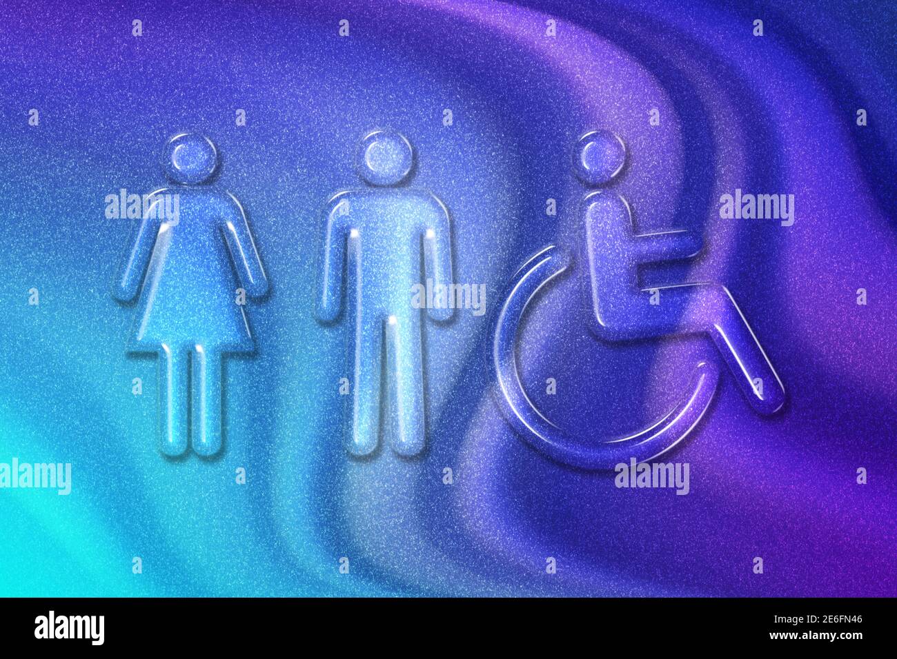 Male, Female, Handicap toilet sign, restroom sign, violet violet blue ...