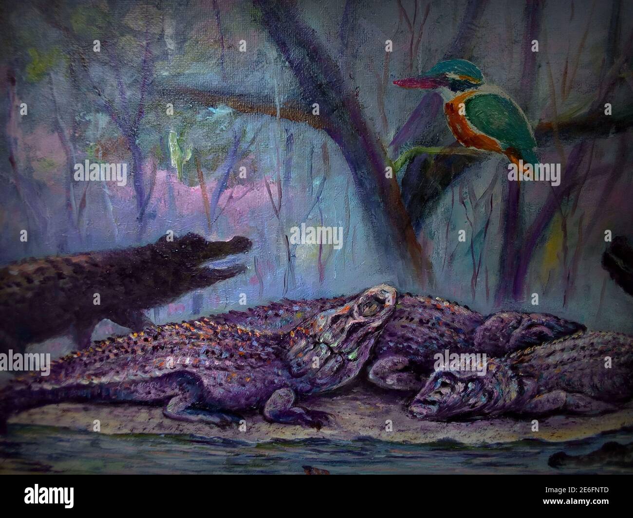 Art painting Oil color crocodile and alligator Stock Photo - Alamy