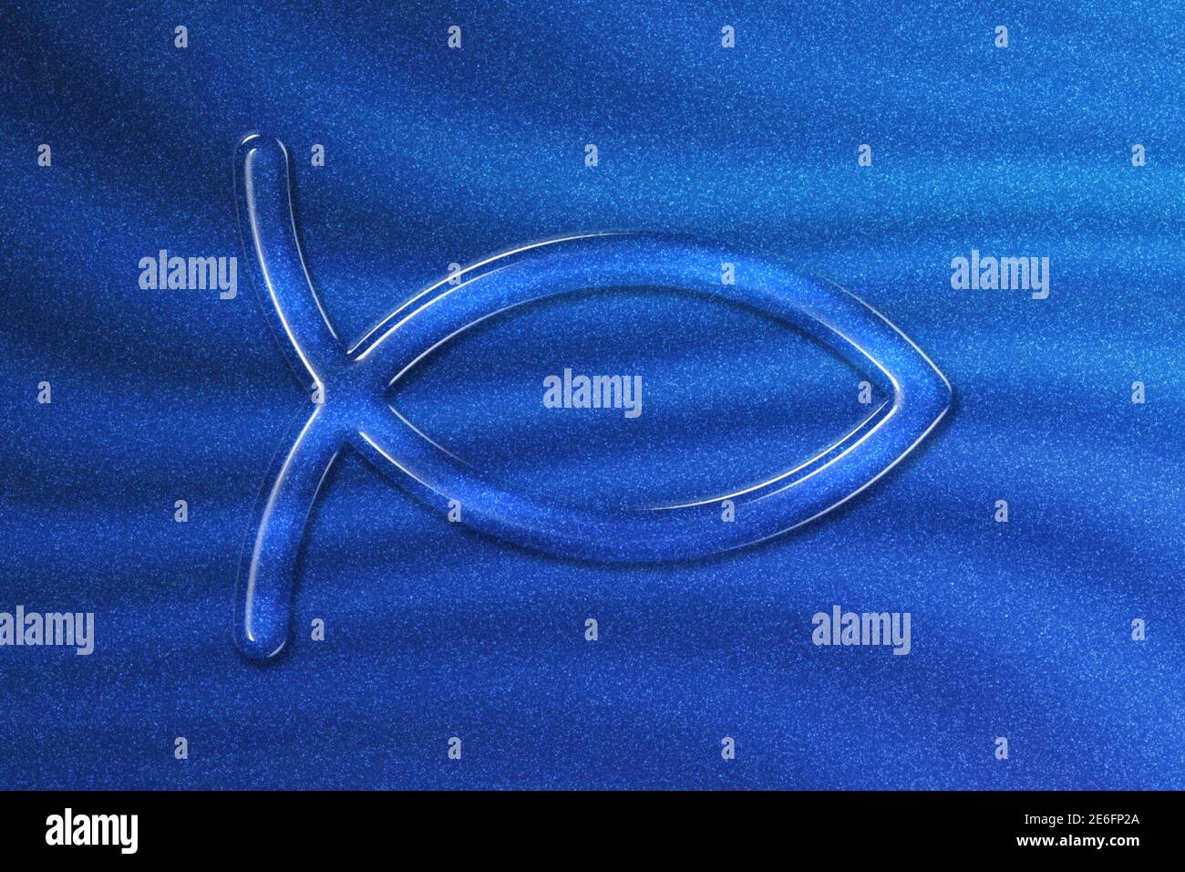 Christianity symbol, Christian fish symbol, blue glitter background ...