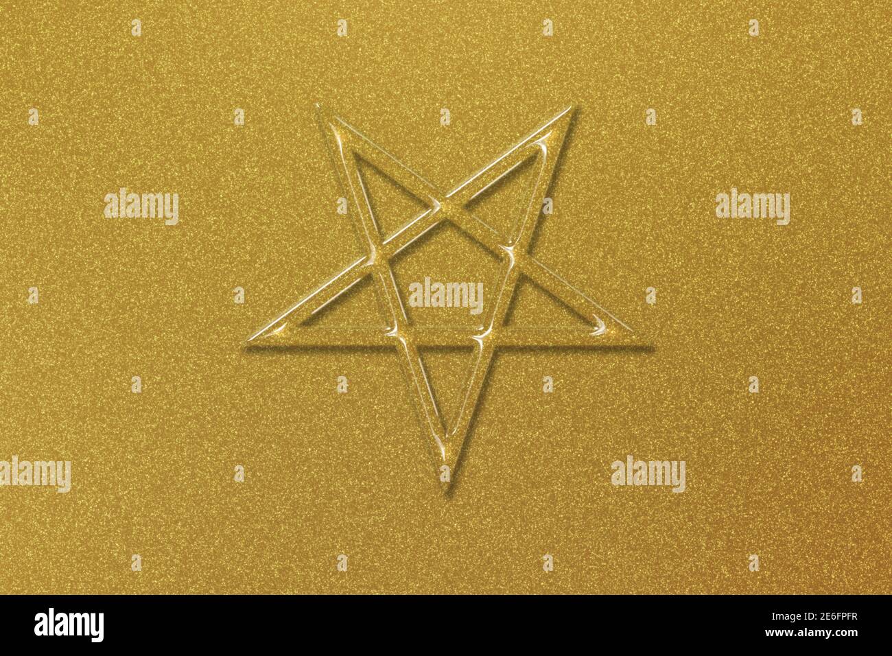 Reversed Pentagram symbol, Satanic sign, gold background Stock Photo ...