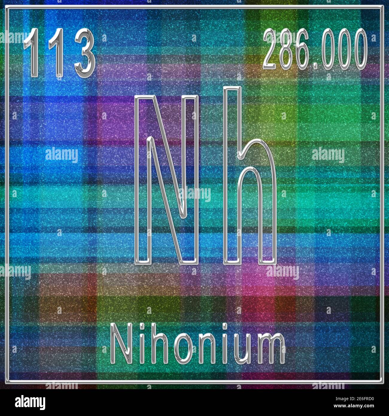 Nihonium chemical element, Sign with atomic number and atomic weight ...