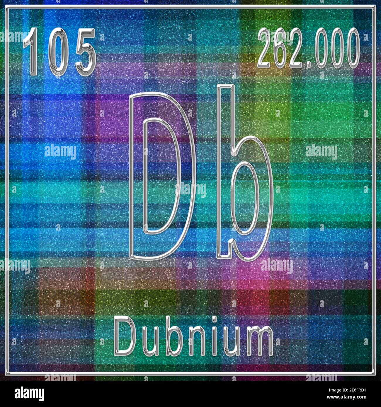 Dubnium chemical element, Sign with atomic number and atomic weight ...