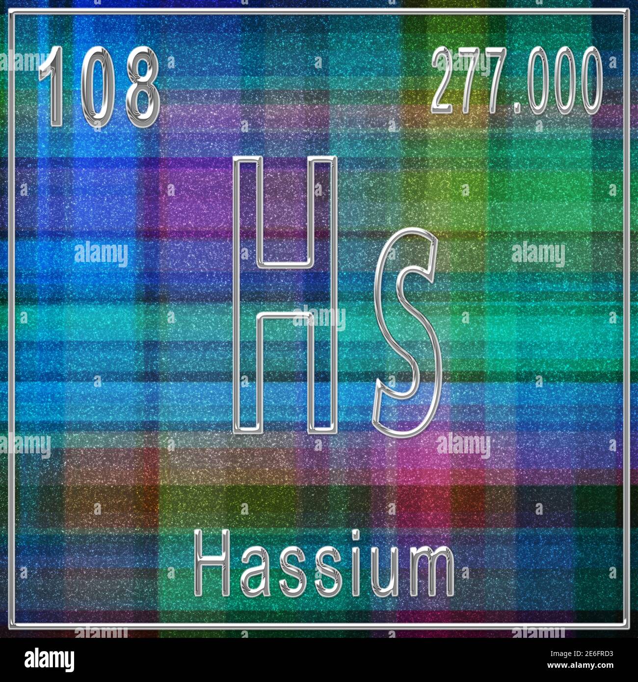 Hassium chemical element, Sign with atomic number and atomic weight ...