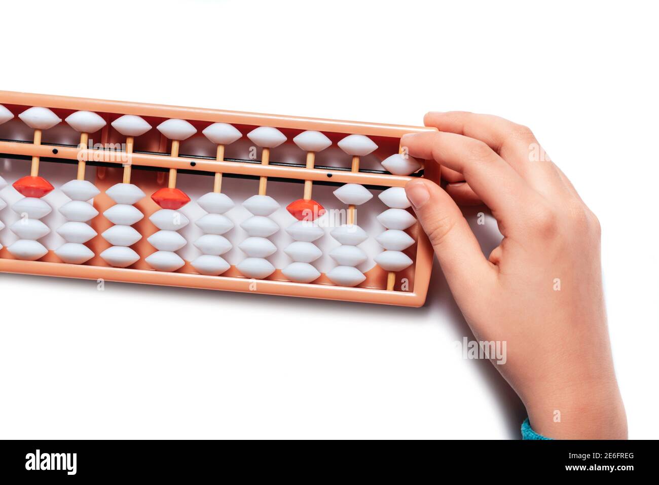 Japanese traditional abacus soroban isolated on white background. Child ...