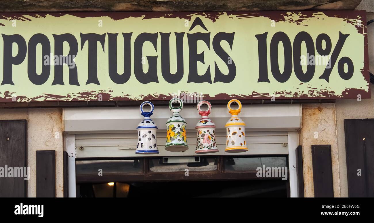 Shop sign in Portugal - Portugues 100 Stock Photo - Alamy