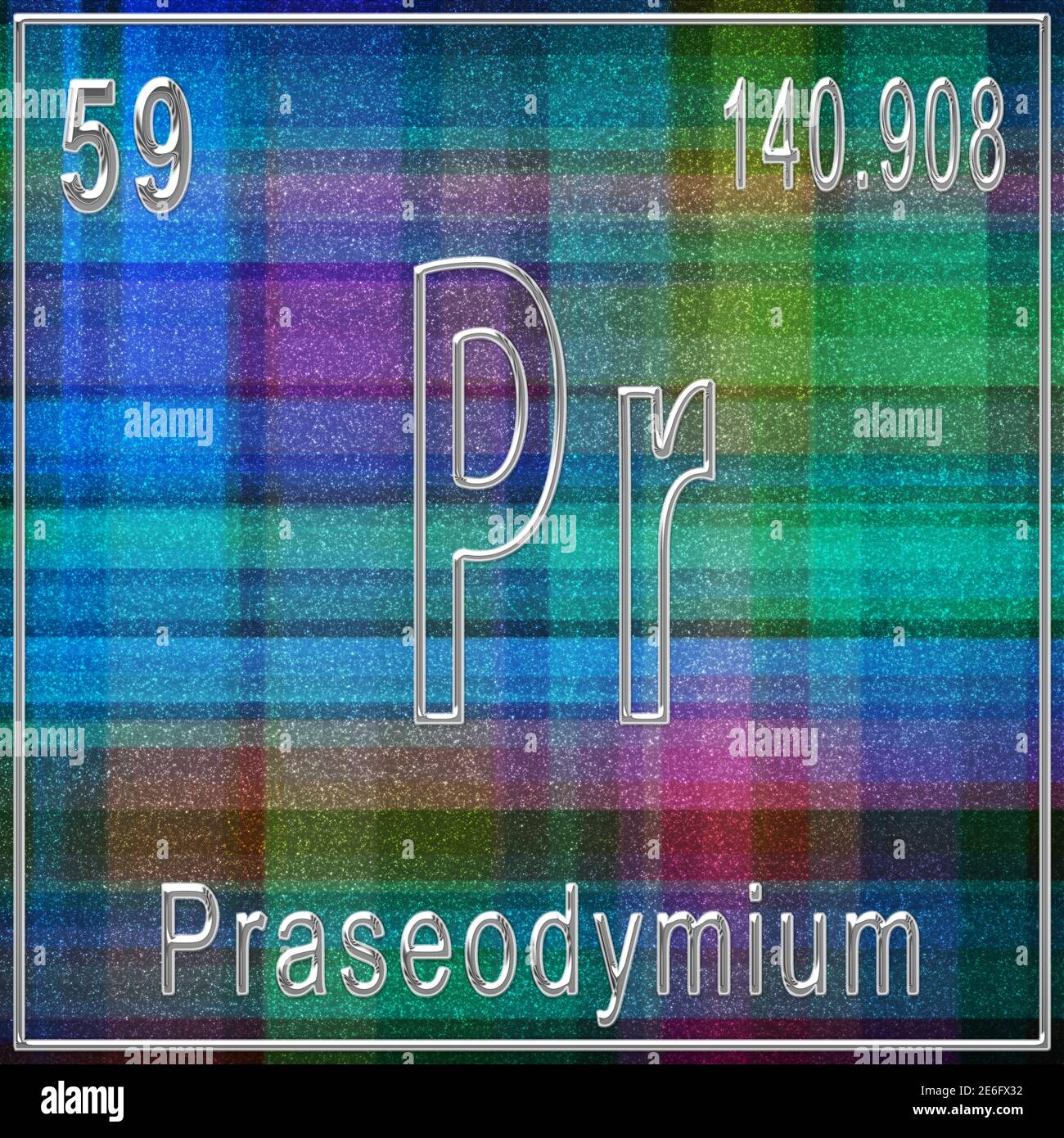 Praseodymium chemical element, Sign with atomic number and atomic ...