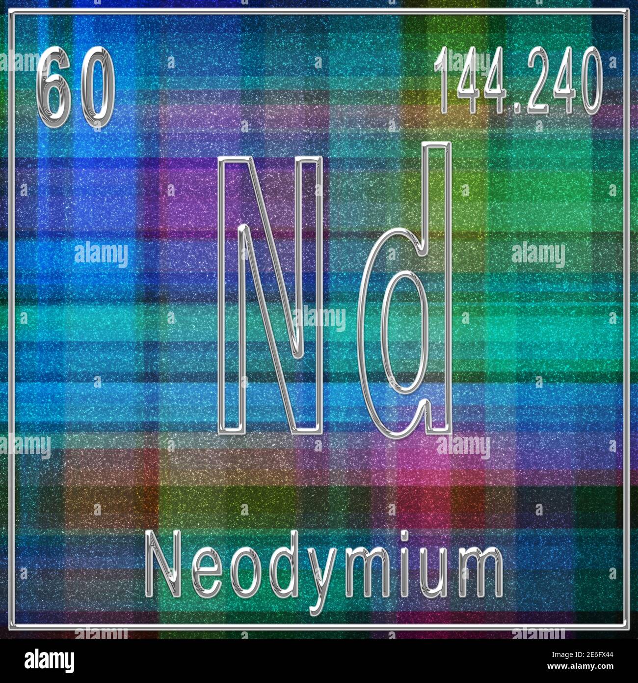 Neodymium chemical element, Sign with atomic number and atomic weight ...