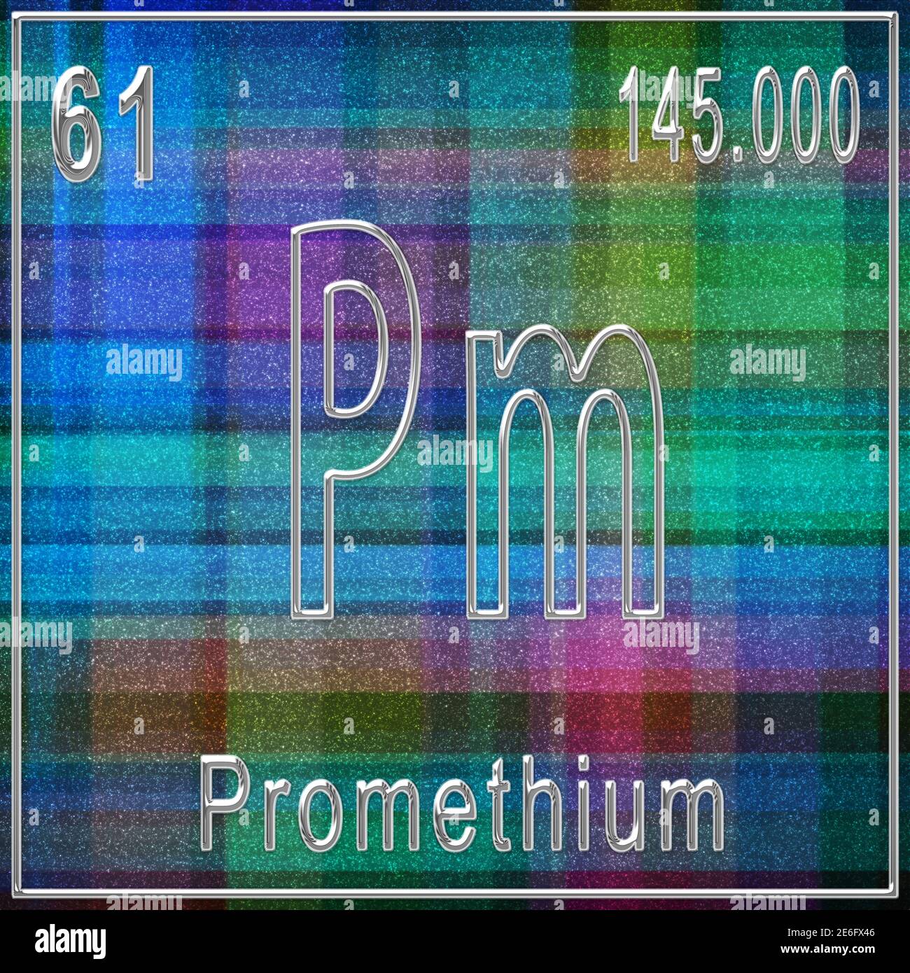 Promethium chemical element, Sign with atomic number and atomic weight ...