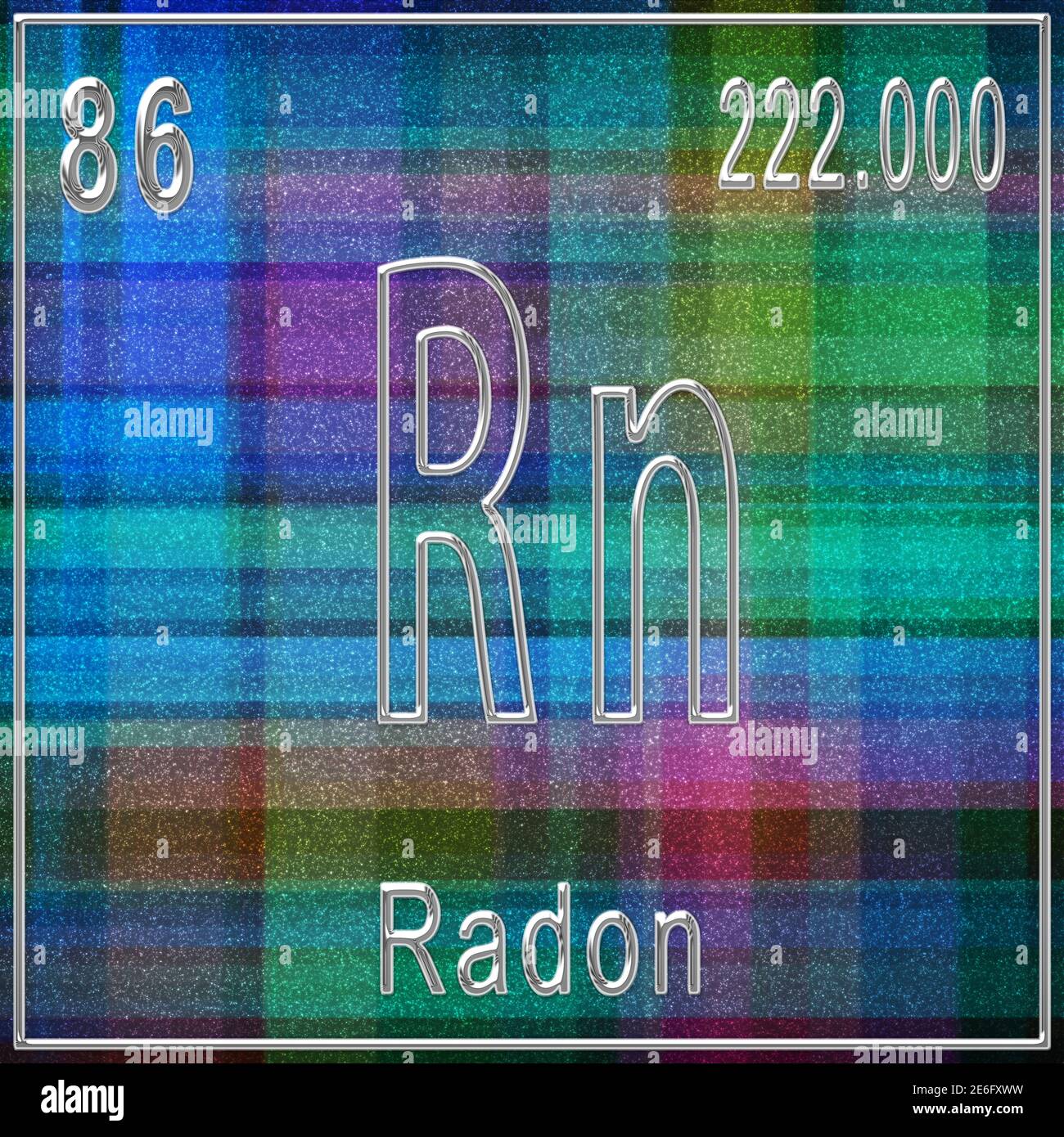 Radon chemical element, Sign with atomic number and atomic weight ...