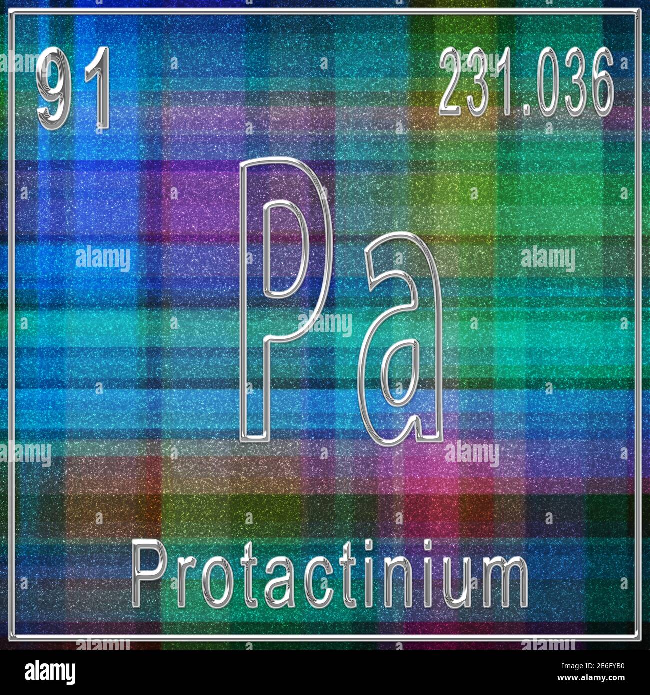 Protactinium chemical element, Sign with atomic number and atomic ...