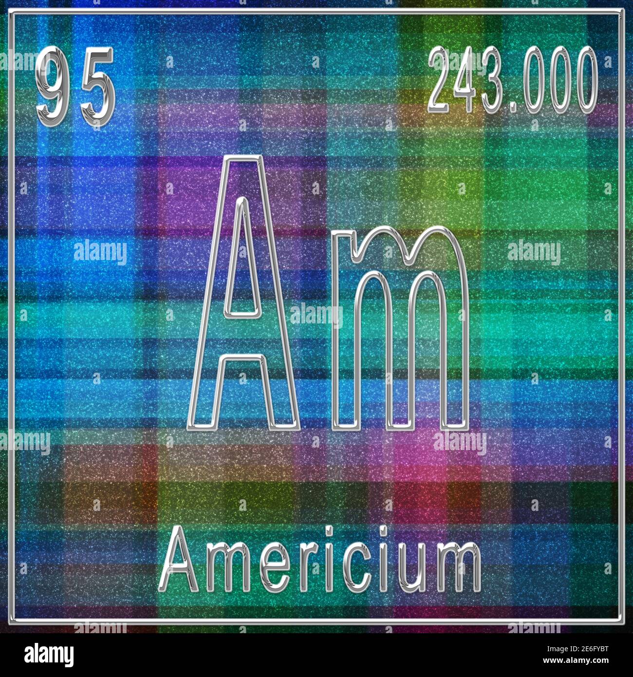 Americium chemical element, Sign with atomic number and atomic weight ...