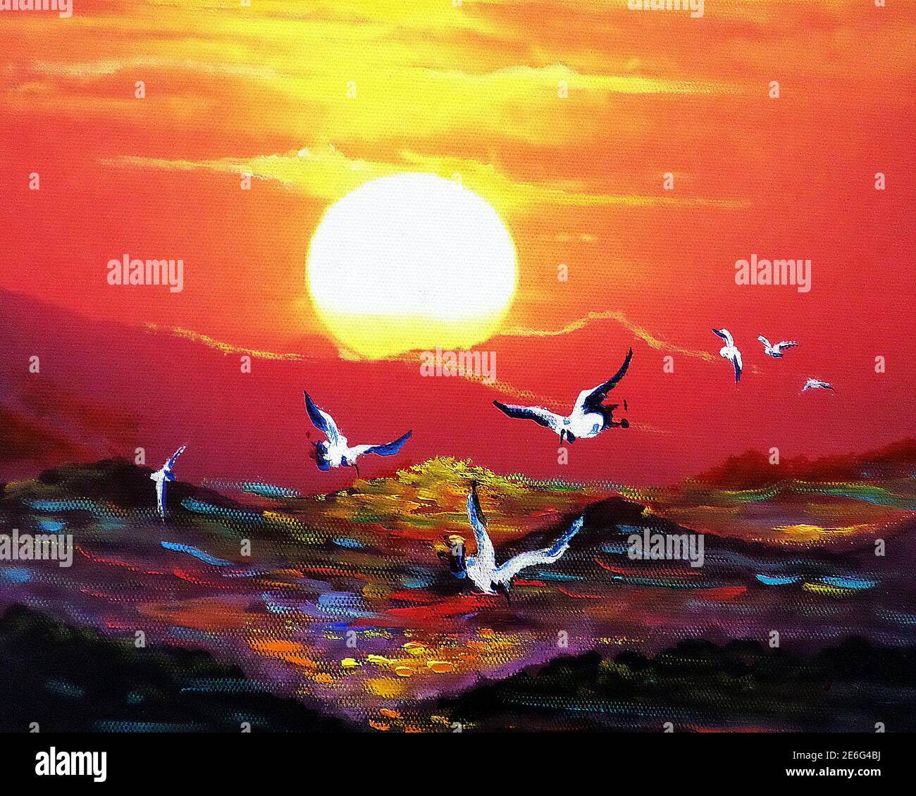 Art ,painting, oil color, Fine art ,Sun rise Stock Photo - Alamy
