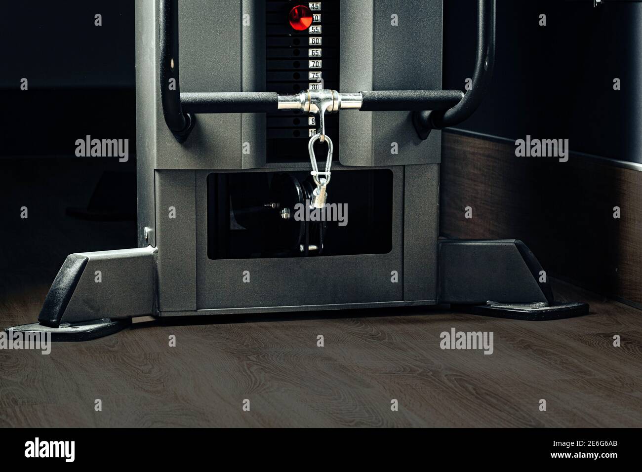 Metal pull rope handle in a gym close up Stock Photo - Alamy