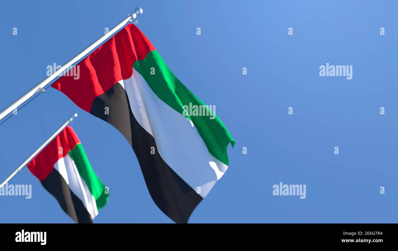 3D rendering of the national flag of UAE waving in the wind Stock Photo ...