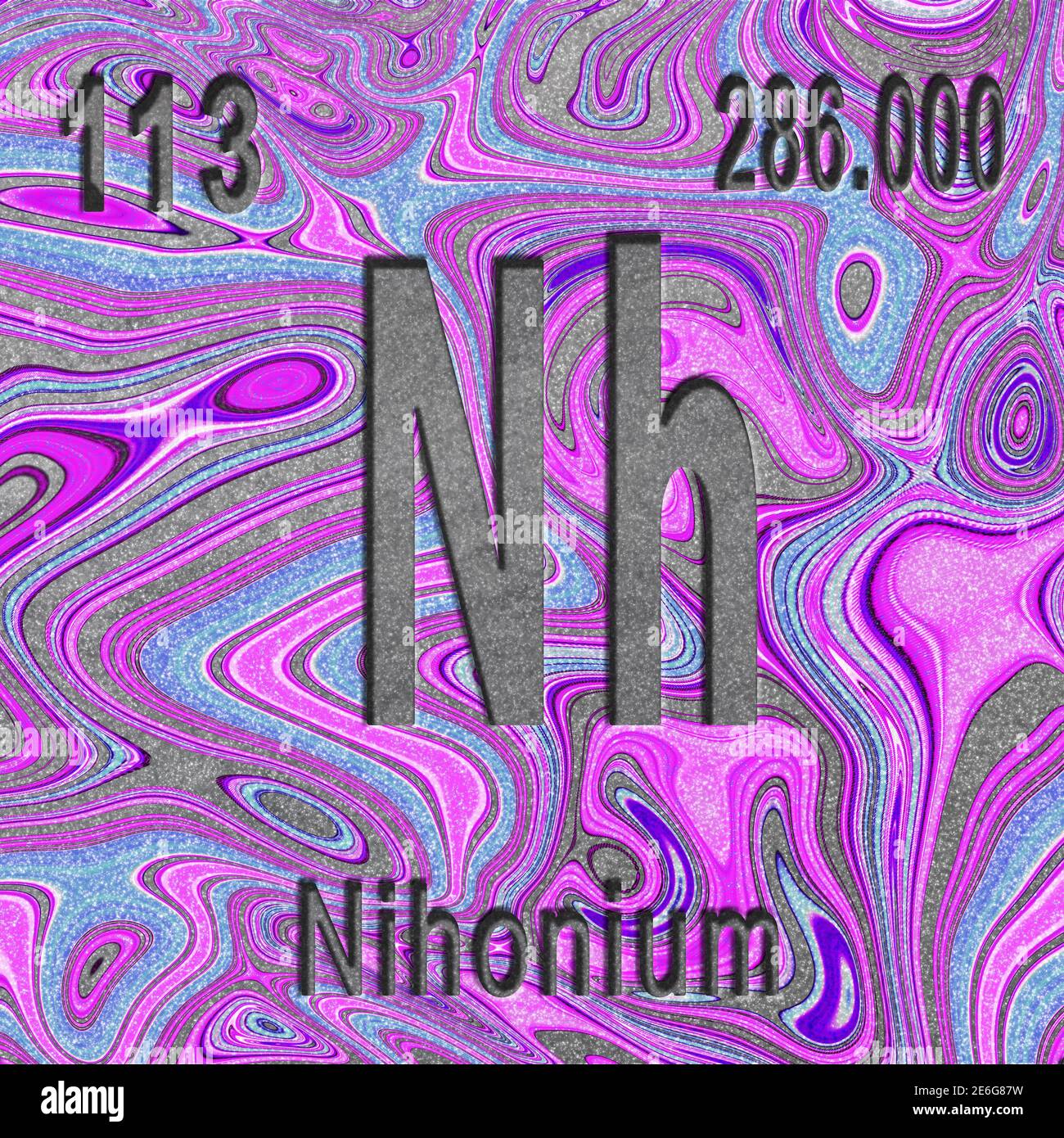 Nihonium chemical element, Sign with atomic number and atomic weight ...