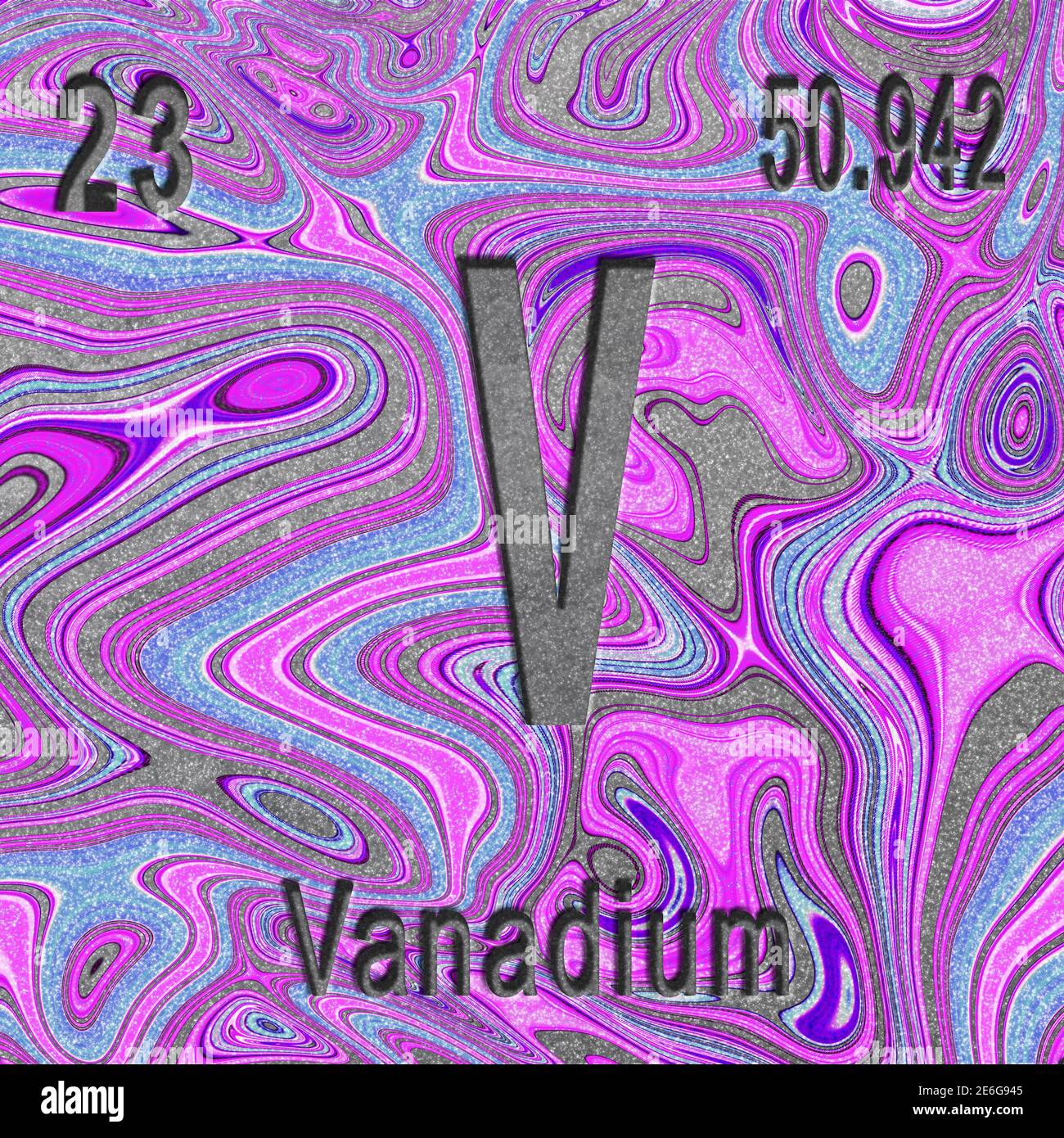 Vanadium chemical element, Sign with atomic number and atomic weight ...