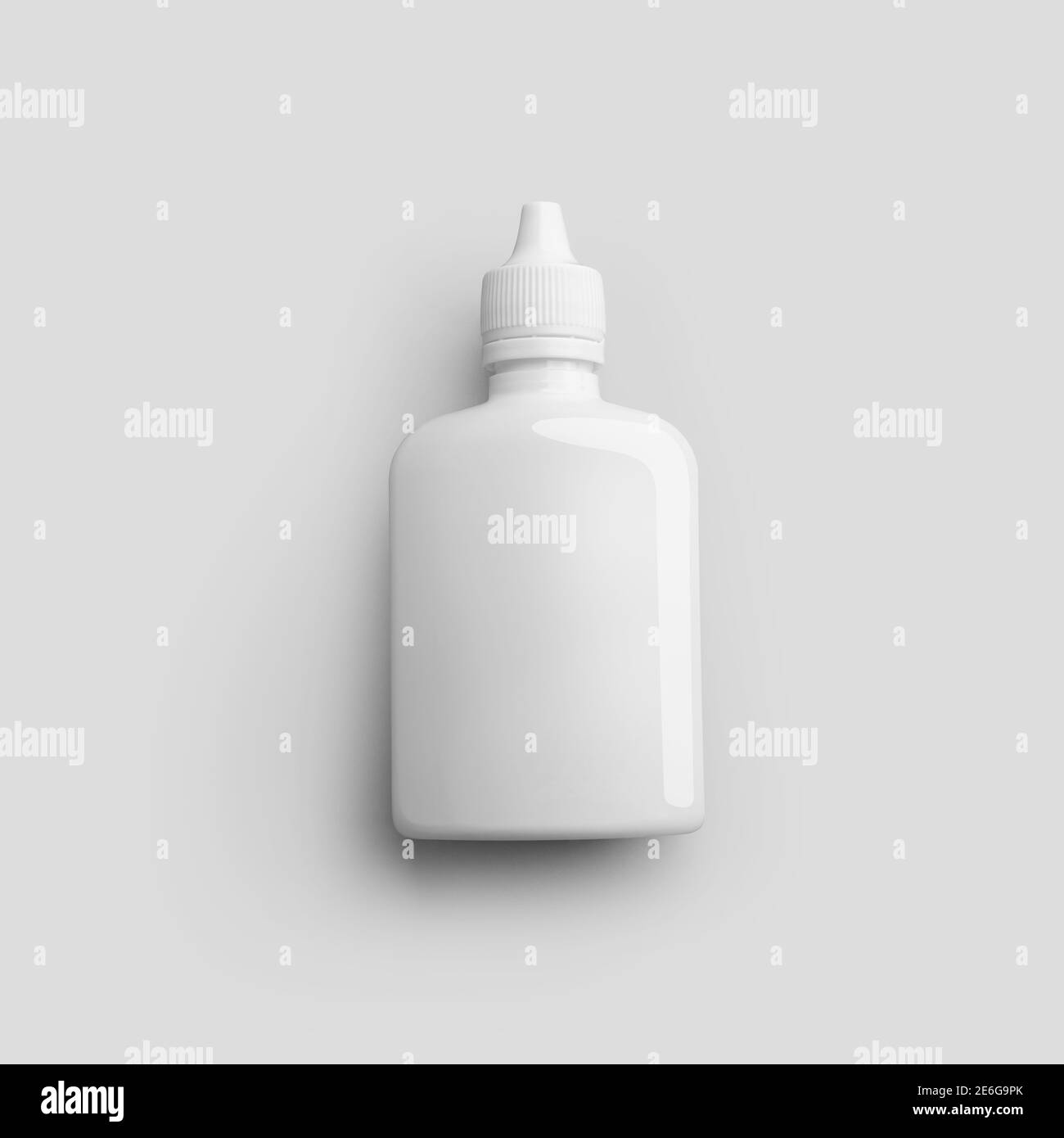 Mockup glossy white bottle with pipette, empty container for medication ...