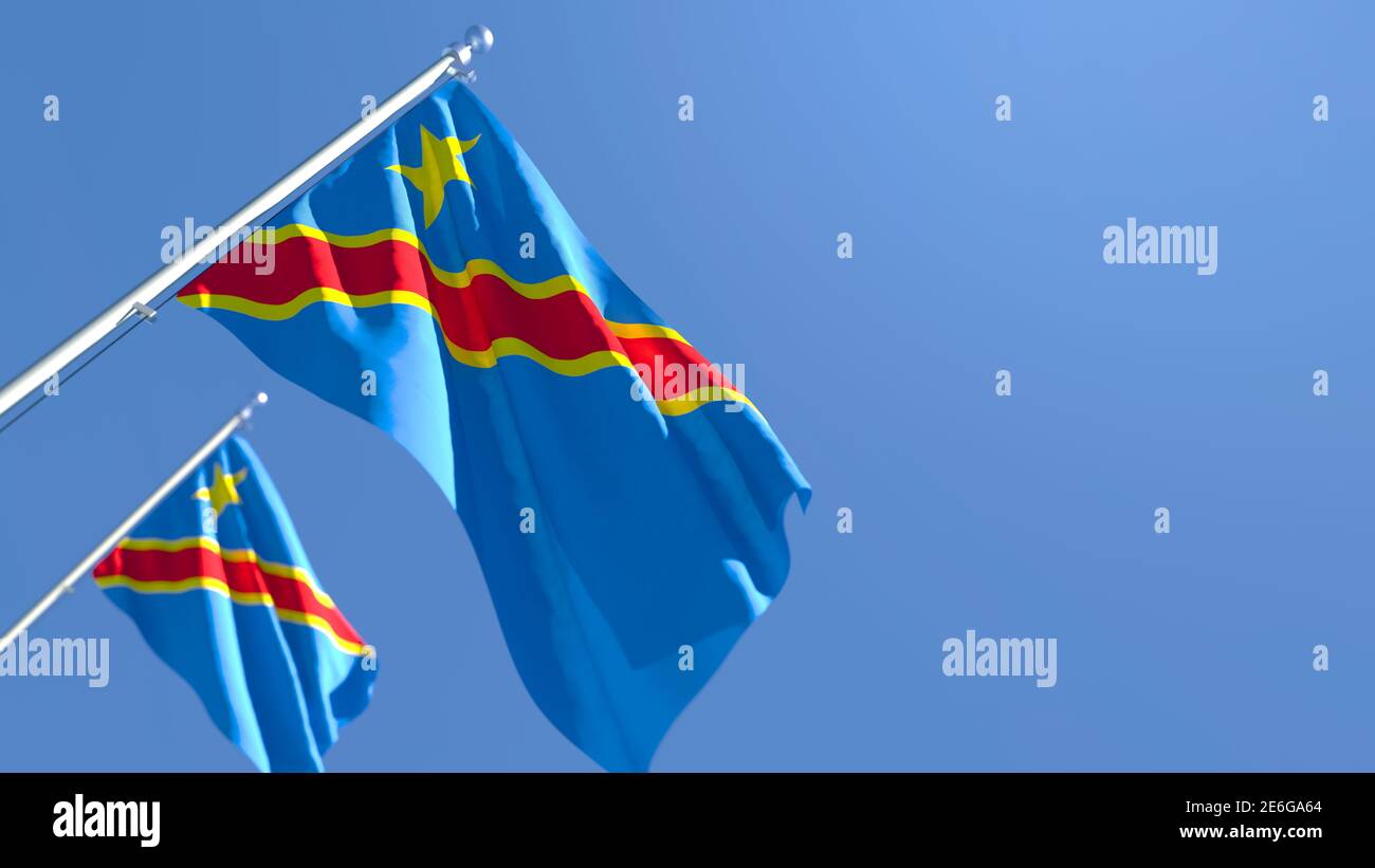 3D rendering of the national flag of Congo waving in the wind Stock ...