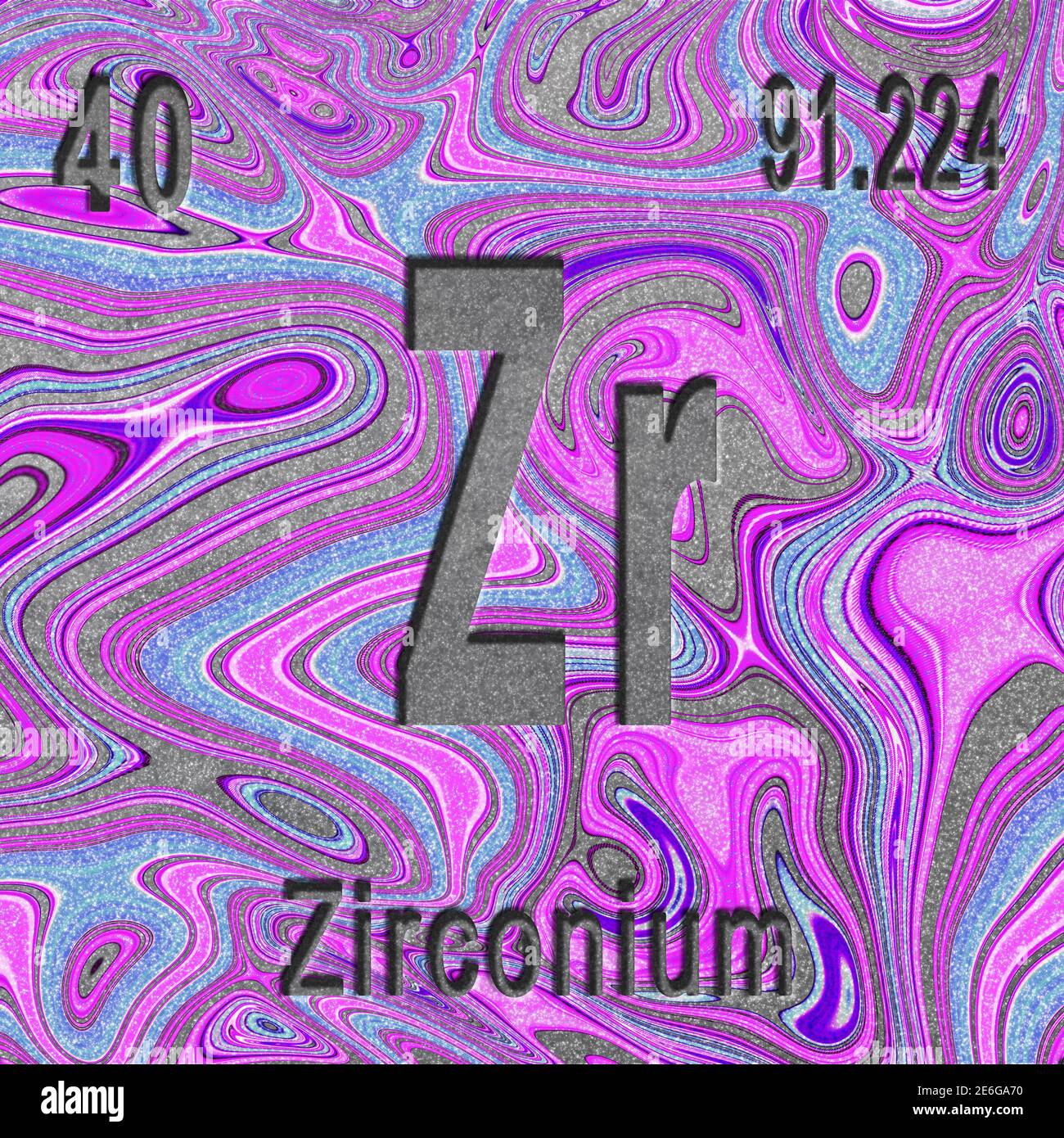 Zirconium chemical element, Sign with atomic number and atomic weight ...