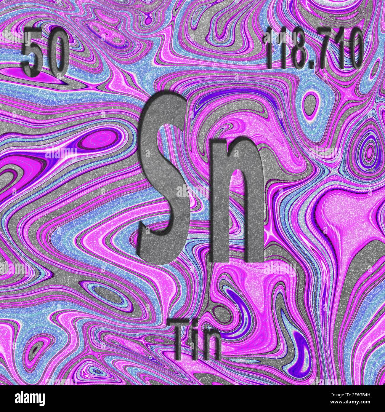 Tin chemical element, Sign with atomic number and atomic weight, purple ...