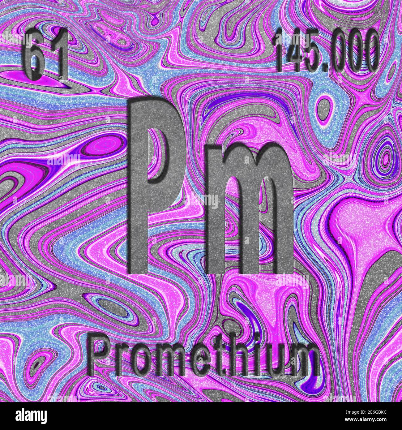 Promethium chemical element, Sign with atomic number and atomic weight ...