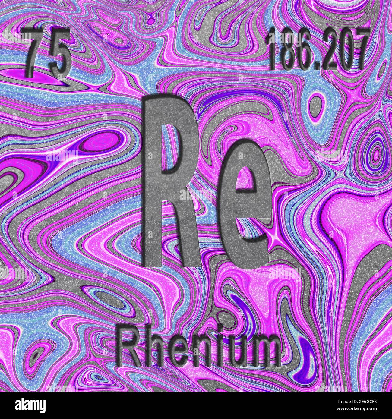 Rhenium chemical element, Sign with atomic number and atomic weight ...