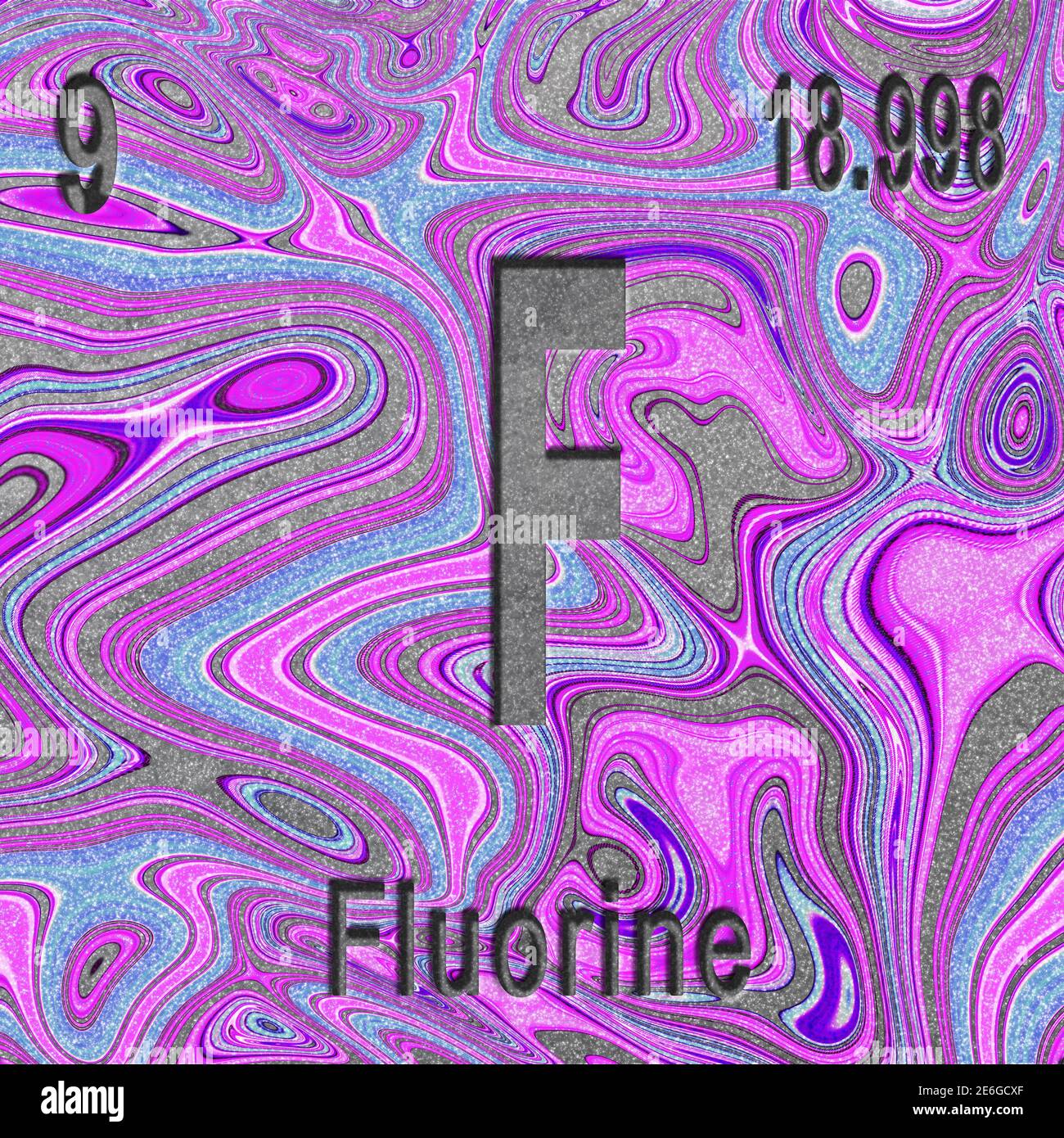 Fluorine chemical element, Sign with atomic number and atomic weight ...