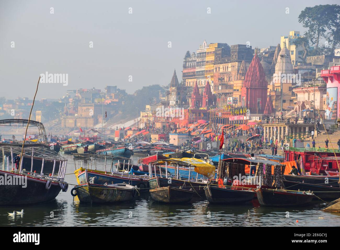 Boats, Ganges River, Varanasi, India Stock Photo - Alamy