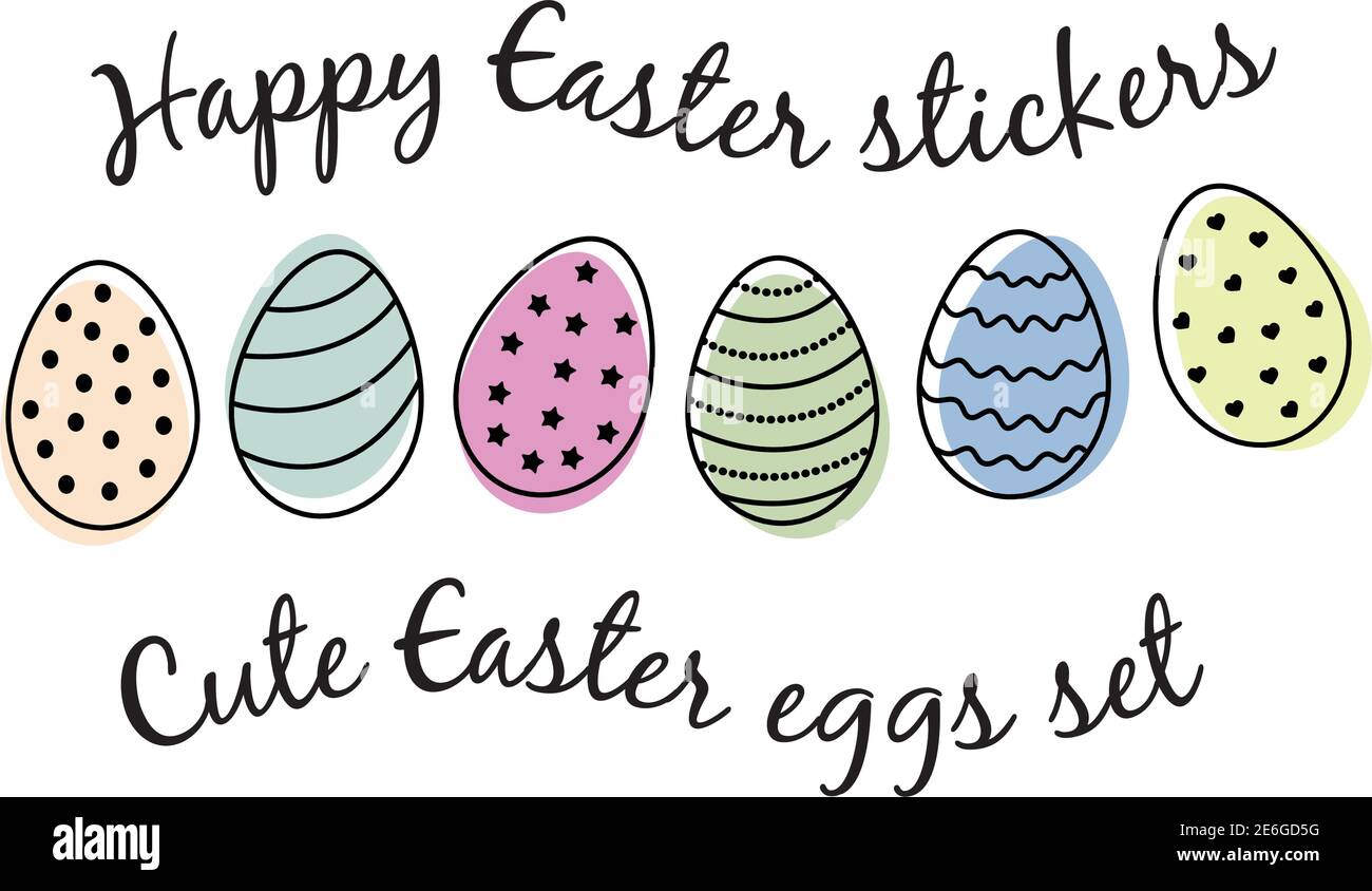 Happy Easter greeting card with cute colorful decorated easter eggs ...