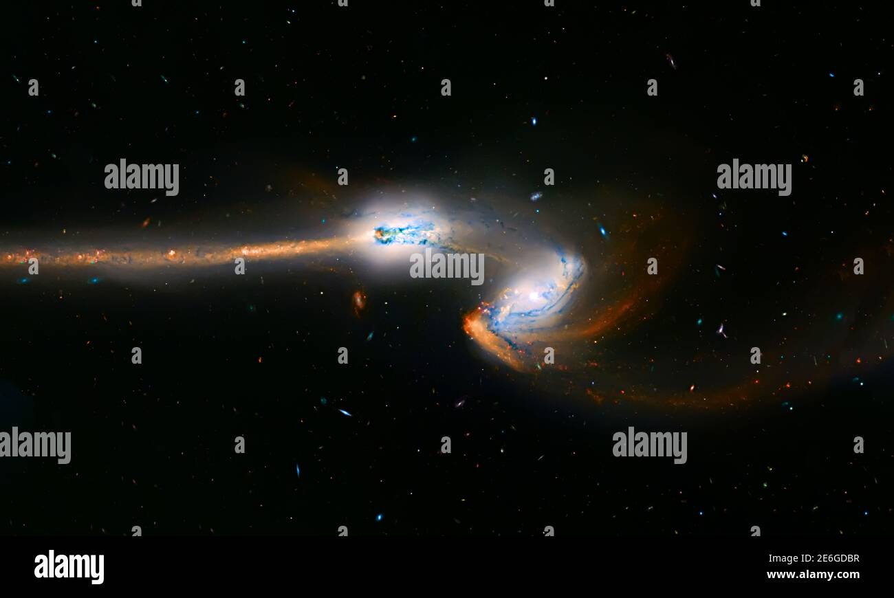 Colliding galaxies, Supernova Core pulsar neutron star. Elements of ...