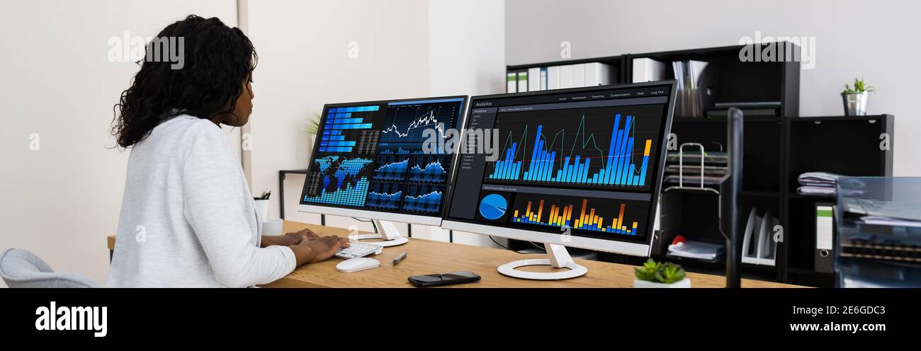 Business Analyst Woman Using Computer Data Tech Stock Photo - Alamy