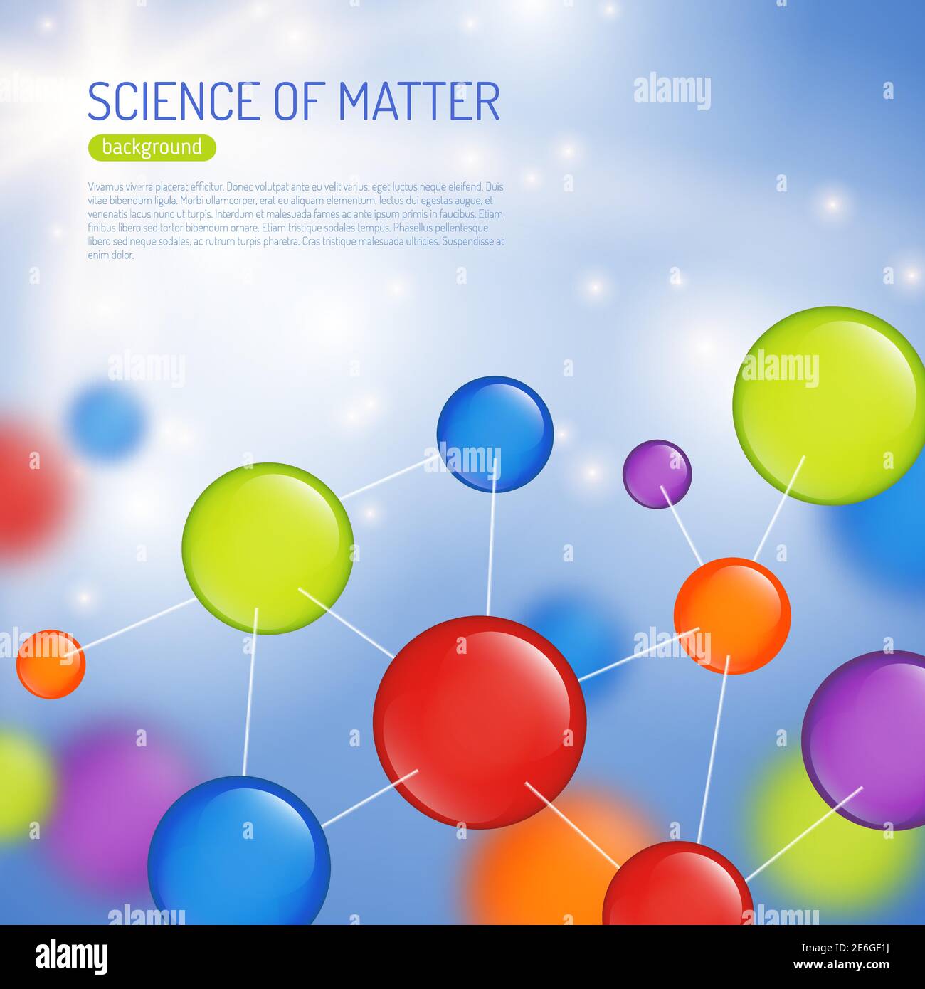Science abstract background with colored atom net structure vector ...