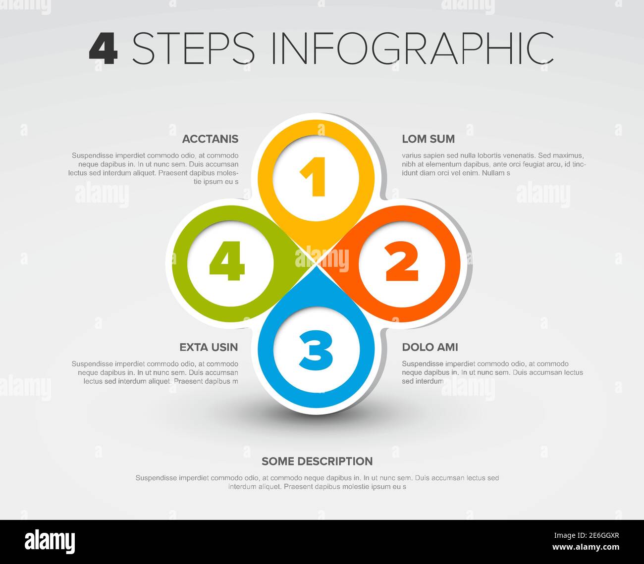 Vector light progress steps template with descriptions, icons and ...