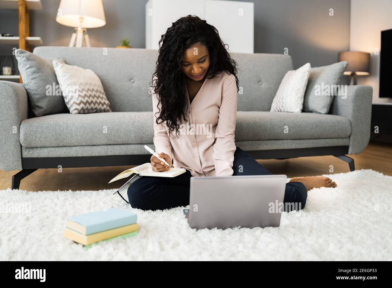 African University Student Woman In Video Learning Call Stock Photo - Alamy