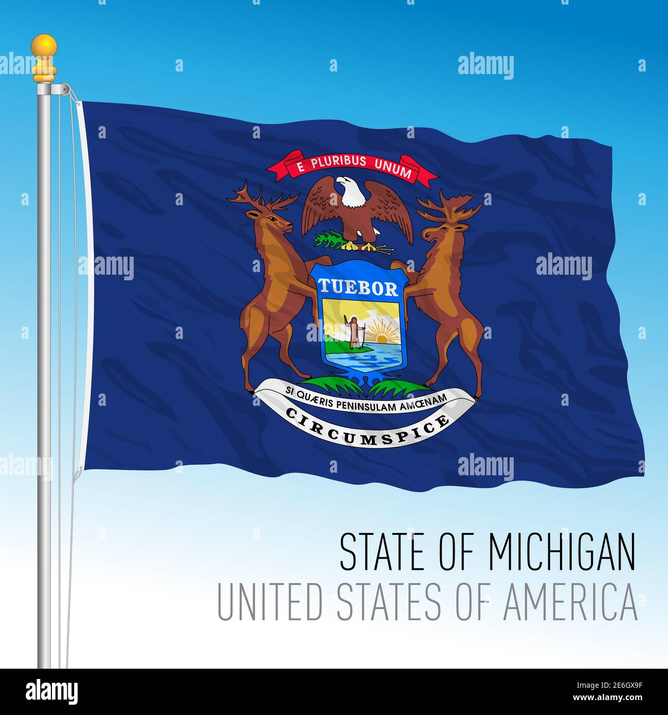 Michigan federal state flag, United States, vector illustration Stock ...