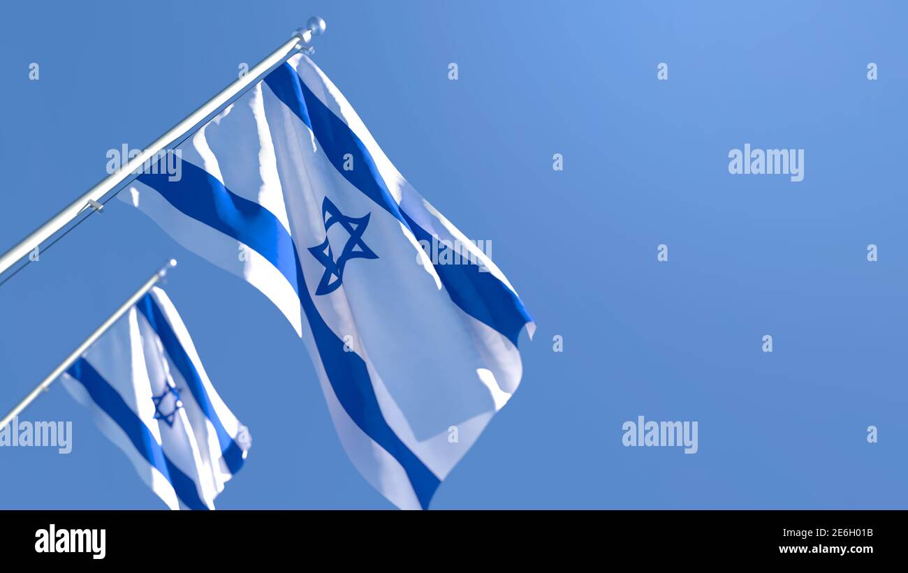 3D rendering of the national flag of Israel waving in the wind Stock ...
