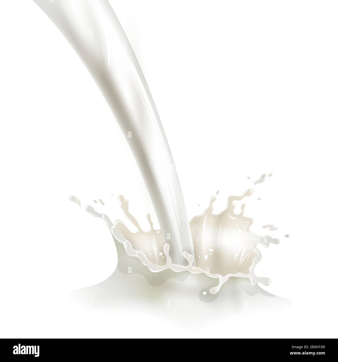 Pouring fresh natural cow milk with splash against white background ...
