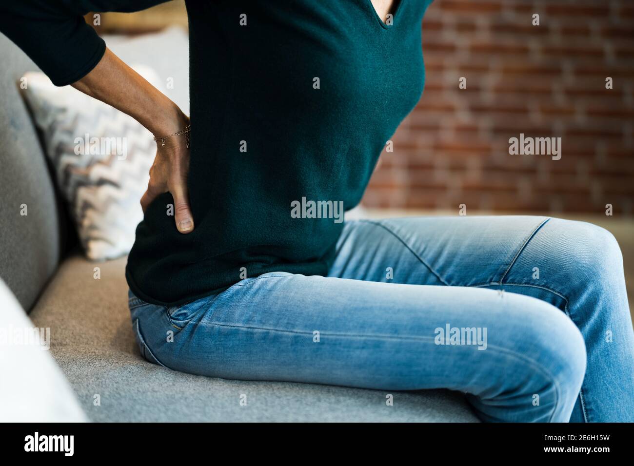 Woman back pain stress hi-res stock photography and images - Alamy
