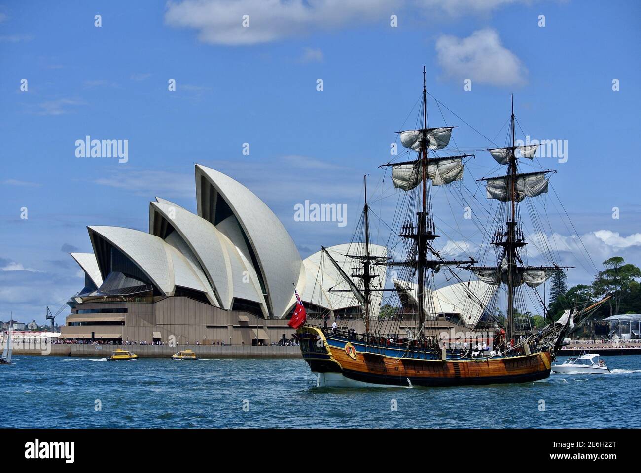 SYDNEY, AUSTRALIA - Jan 26, 2016: James Cook's boat which name is ...