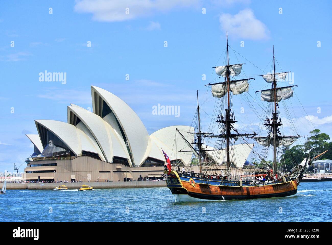 SYDNEY, AUSTRALIA - Jan 26, 2016: James Cook's boat which name is ...