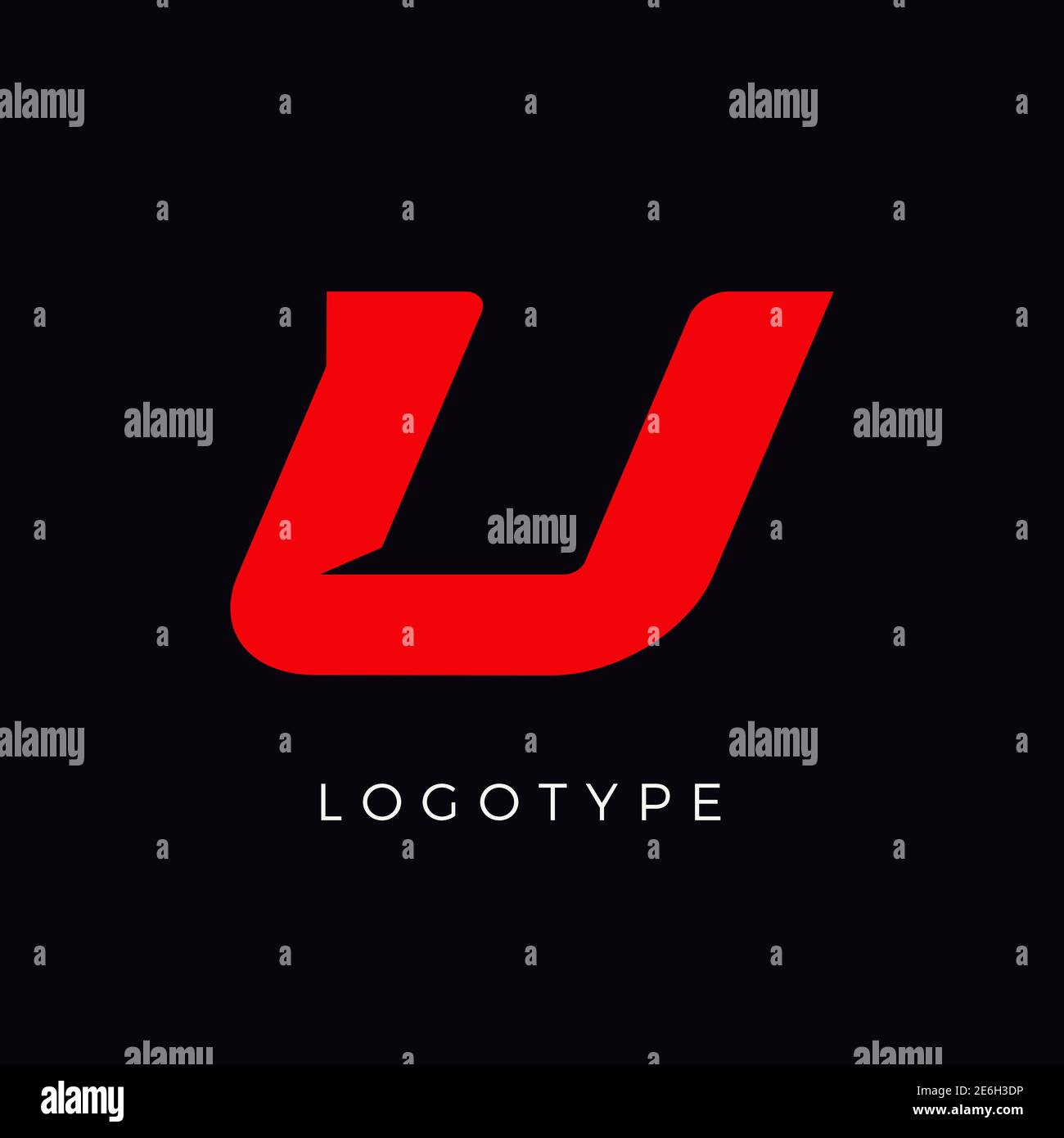 Speed letter U. Red race monogram logo. Italic bold racing style vector ...