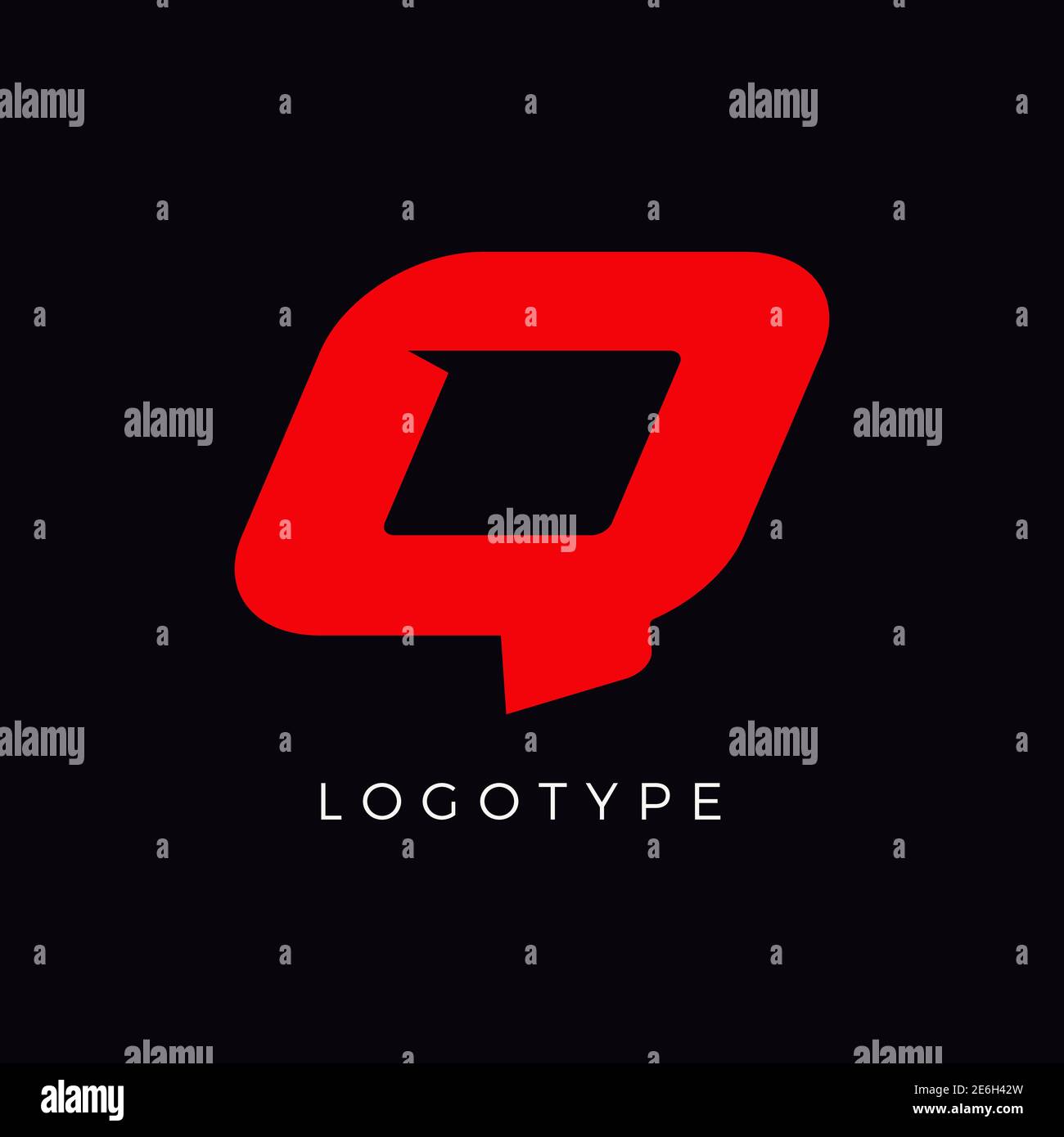 Speed letter Q. Red race monogram logo. Italic bold racing style vector ...