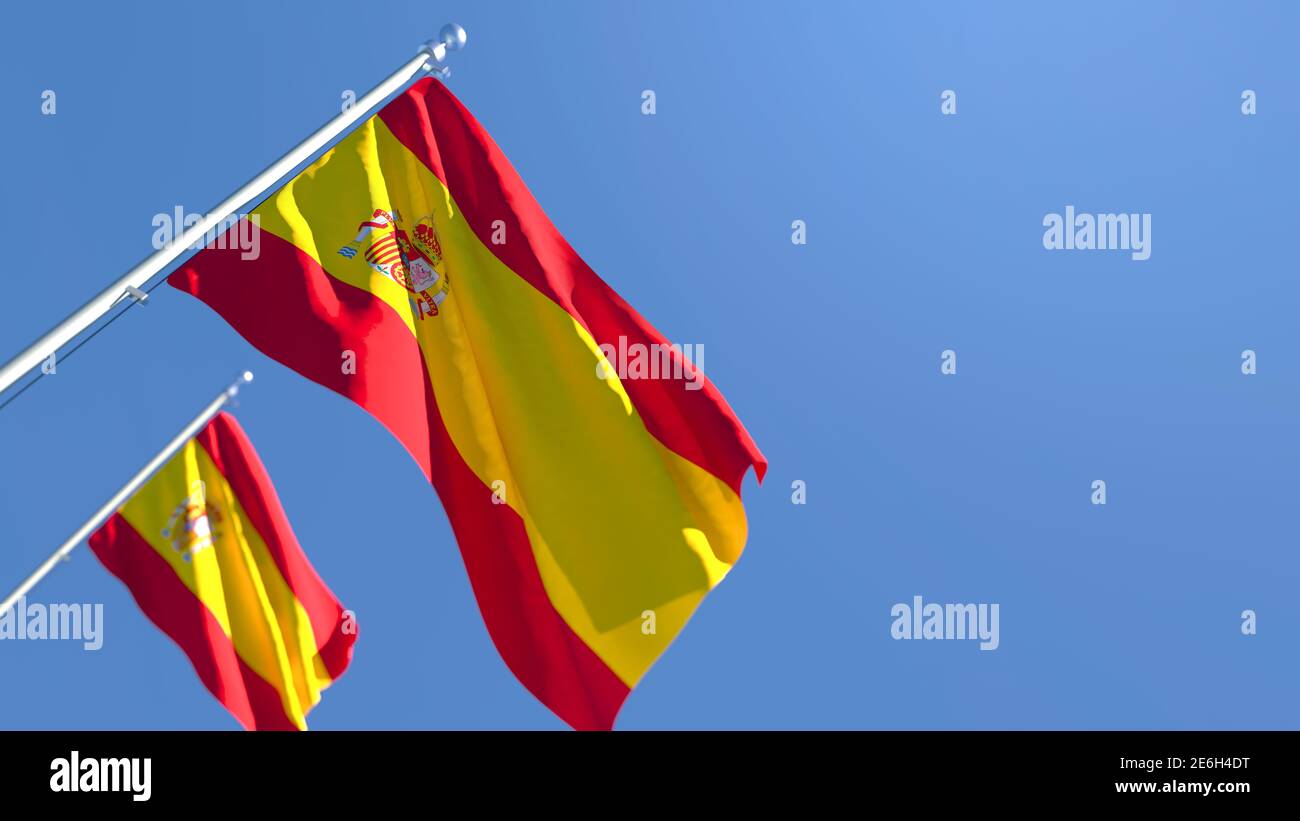 Realistic spain flag waving in hi-res stock photography and images - Alamy
