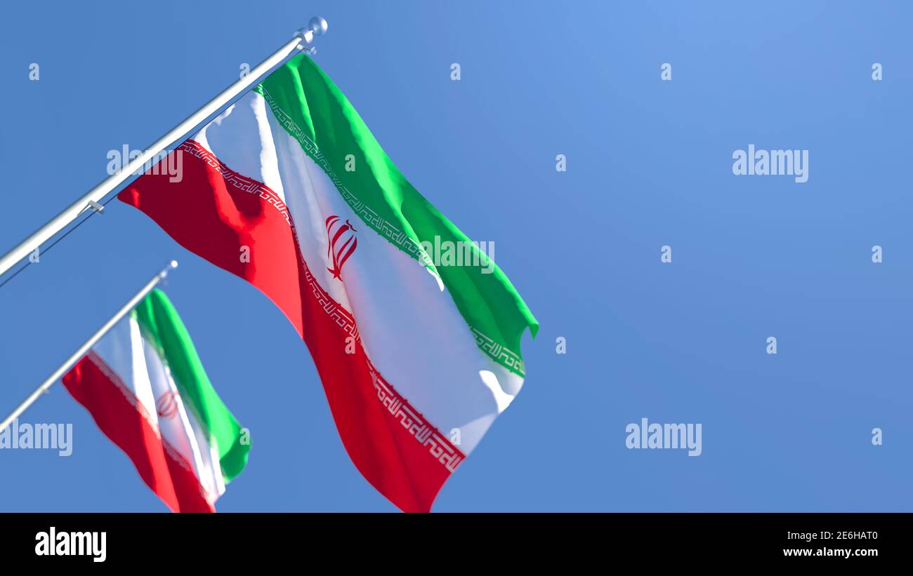 3D rendering of the national flag of Iran waving in the wind Stock ...