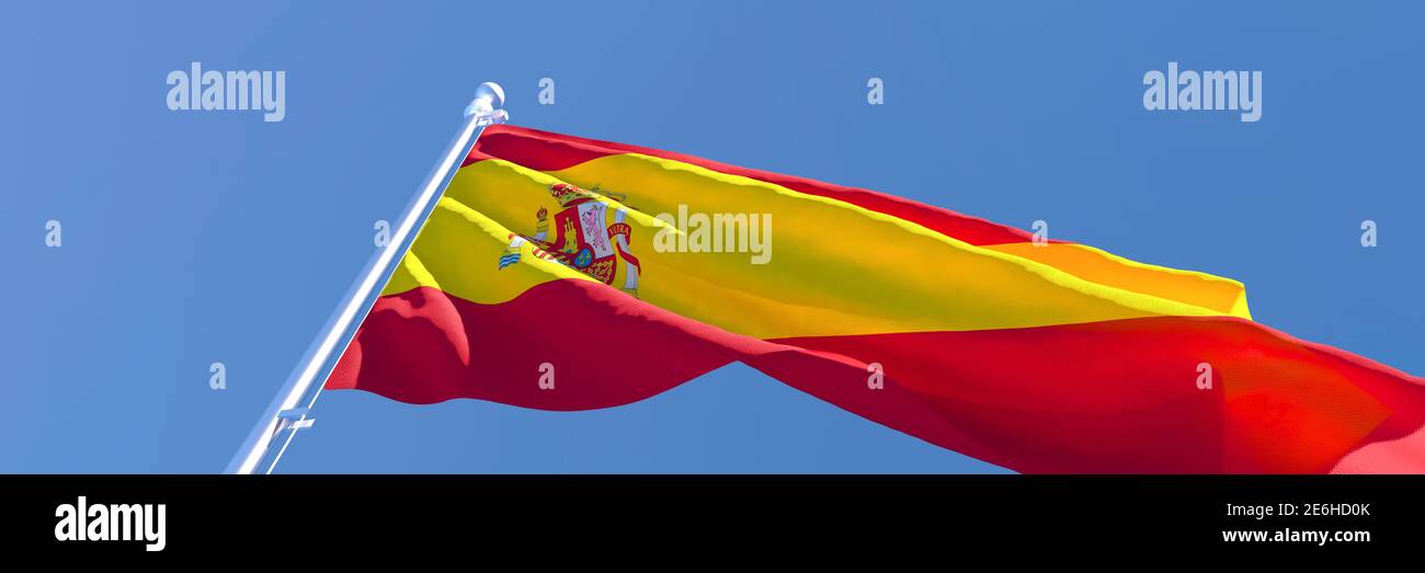 3D rendering of the national flag of Spain waving in the wind Stock ...