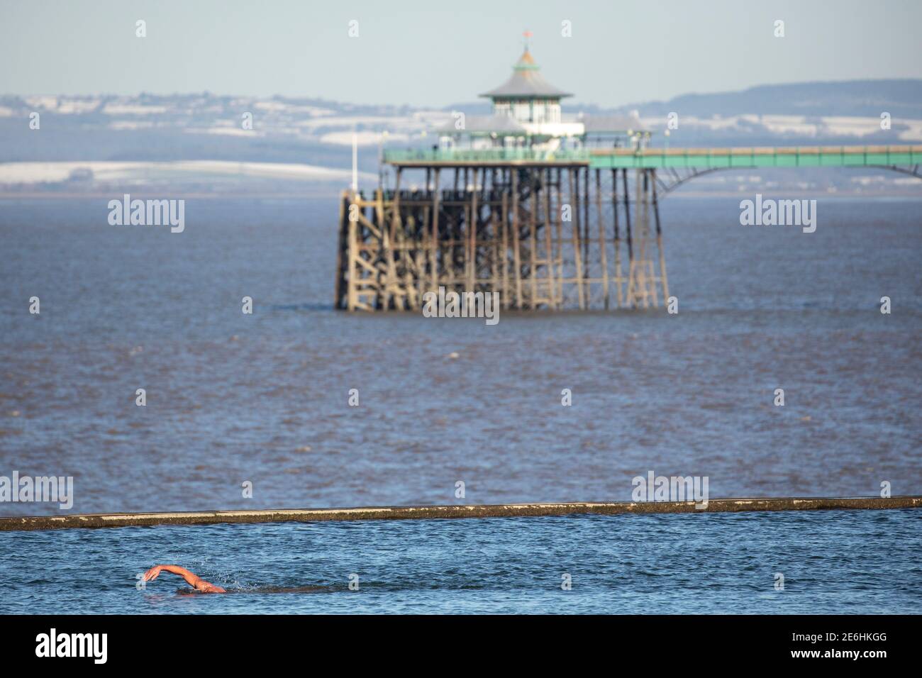 Clevedon beach swimming hi-res stock photography and images - Alamy