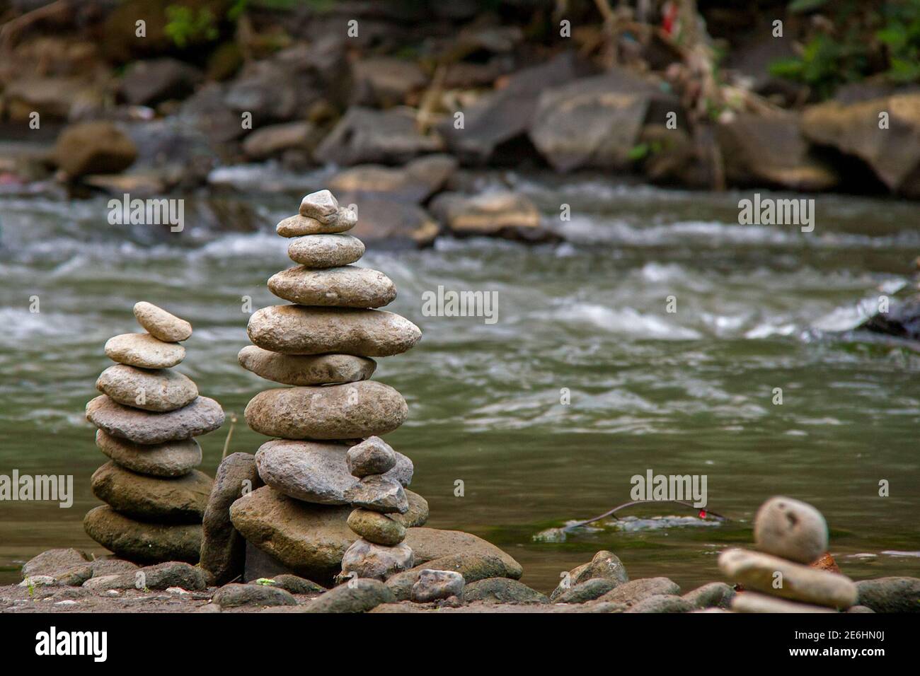 Zen Stacked Stones at the Majestic Tegenungan Waterfalls in Bali ...