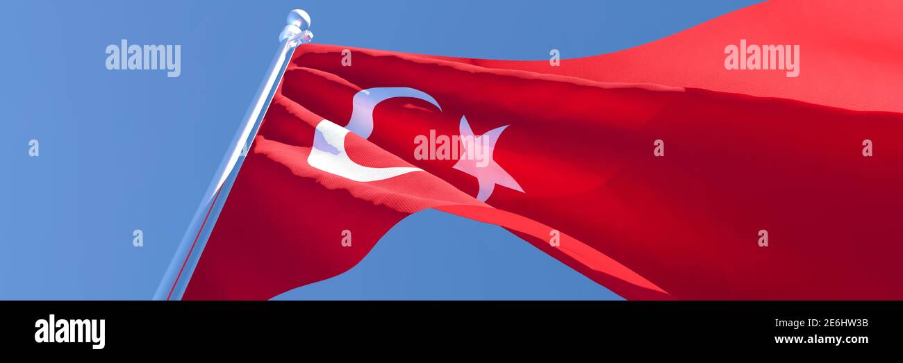 3D rendering of the national flag of Turkey waving in the wind Stock ...