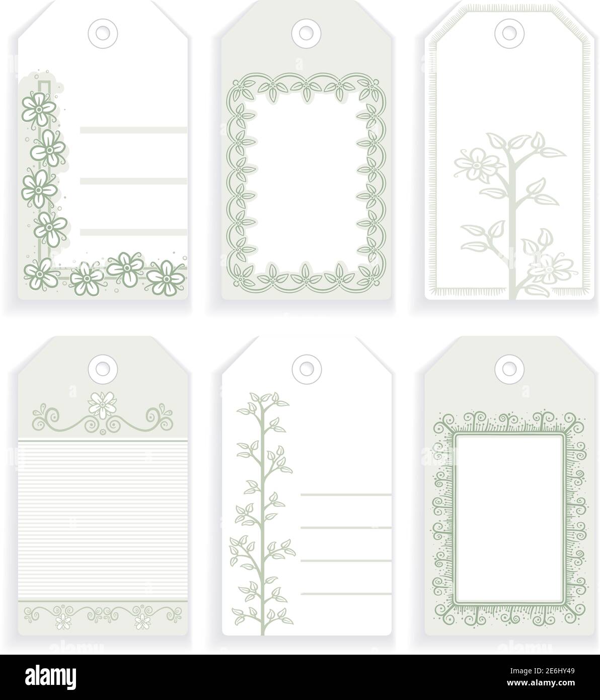 Six designs of labels with floral ornaments Stock Vector Image & Art ...